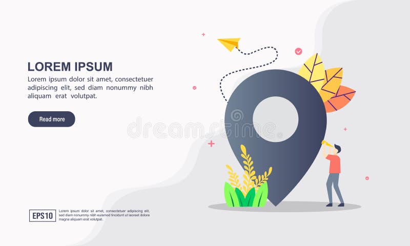 Modern Flat Design Vector Illustration Concept of Map Location with ...