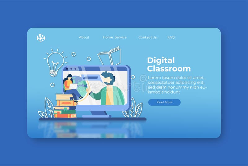 Modern Flat Design Vector Illustration. Digital Classroom Landing Page ...
