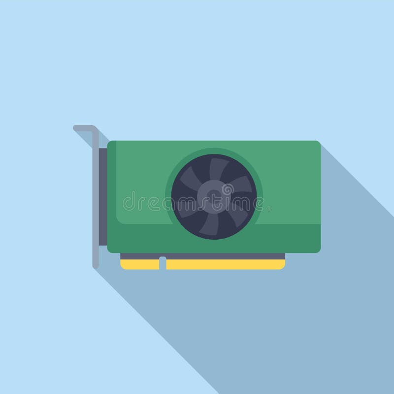 Flat Design Vector Illustration of a Contemporary Gpu with Shadow on a ...
