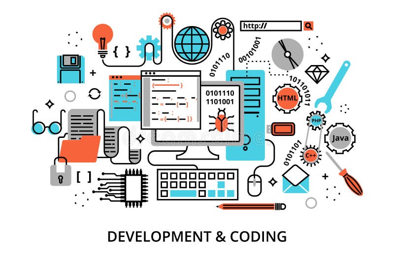 Modern Flat Thin Line Design Vector Illustration, Concept of Creative ...