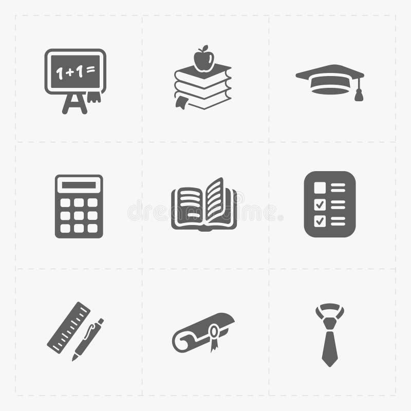 Modern Flat Education Icons Set on White Stock Vector - Illustration of ...