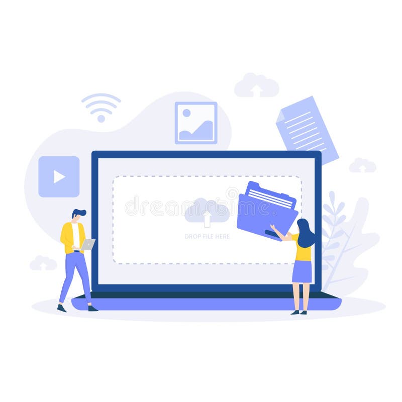 Modern Flat Files Upload Design Concept Stock Vector - Illustration of ...