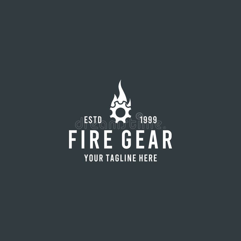 Fire with Gear Logo Vector. Flame Logo Design Template Stock Vector ...