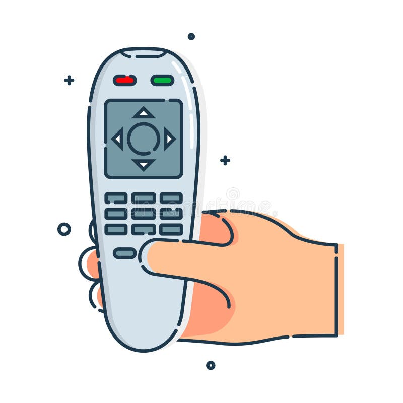 Modern Flat Icon with Black Hand Remote Control on White Background for ...