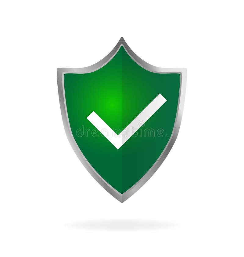 Modern Flat Icon with Green Approved Shield. Isometric Vector. Shield ...