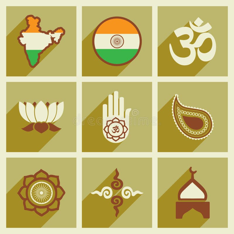Modern Flat Icons Collection with Long Shadow India Stock Vector ...