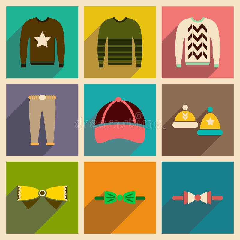 Modern Flat Icons Vector Collection with Shadow Men Clothes Stock ...