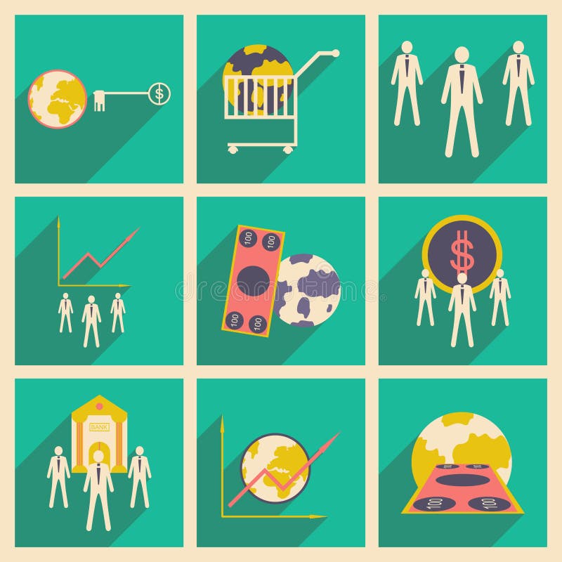 Modern Flat Icons Vector Collection with Shadow Money Economy Workers ...
