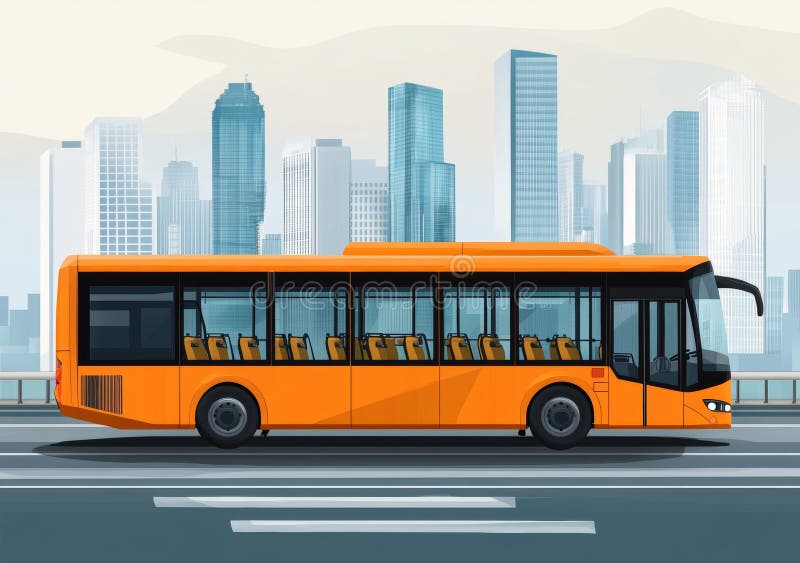 A Modern Flat Illustration of a Bus and Bus Stop is Depicted on an ...