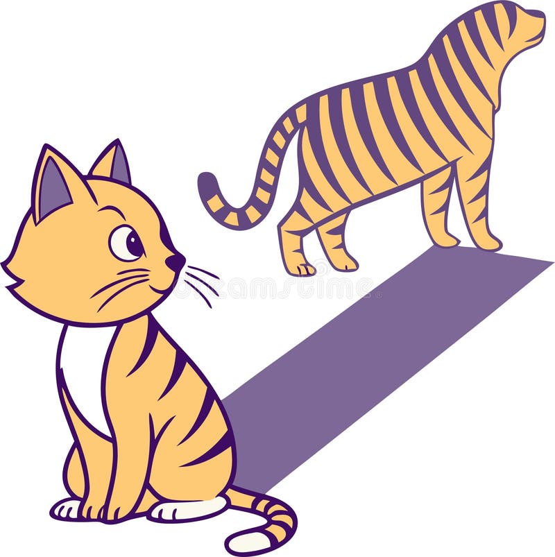 Modern Flat Illustration of a Cat and Its Shadow Creating a Tiger Stock ...