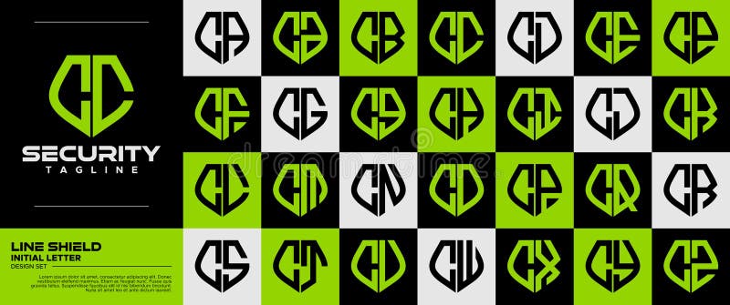 Modern Flat Line Safety Shield Letter C CC Logo Set Stock Illustration ...
