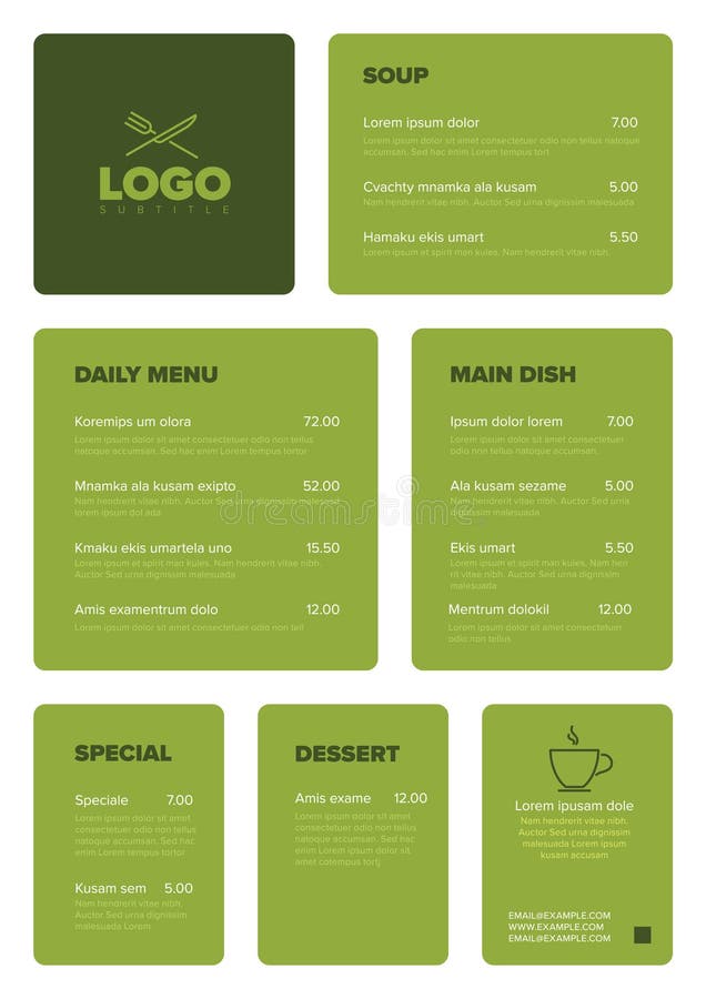 Modern Flat Minimalistic Restaurant Menu Template Stock Vector ...