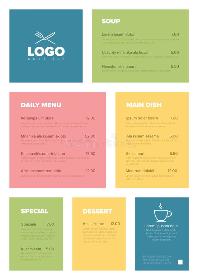 Modern Flat Minimalistic Restaurant Menu Template Stock Vector ...