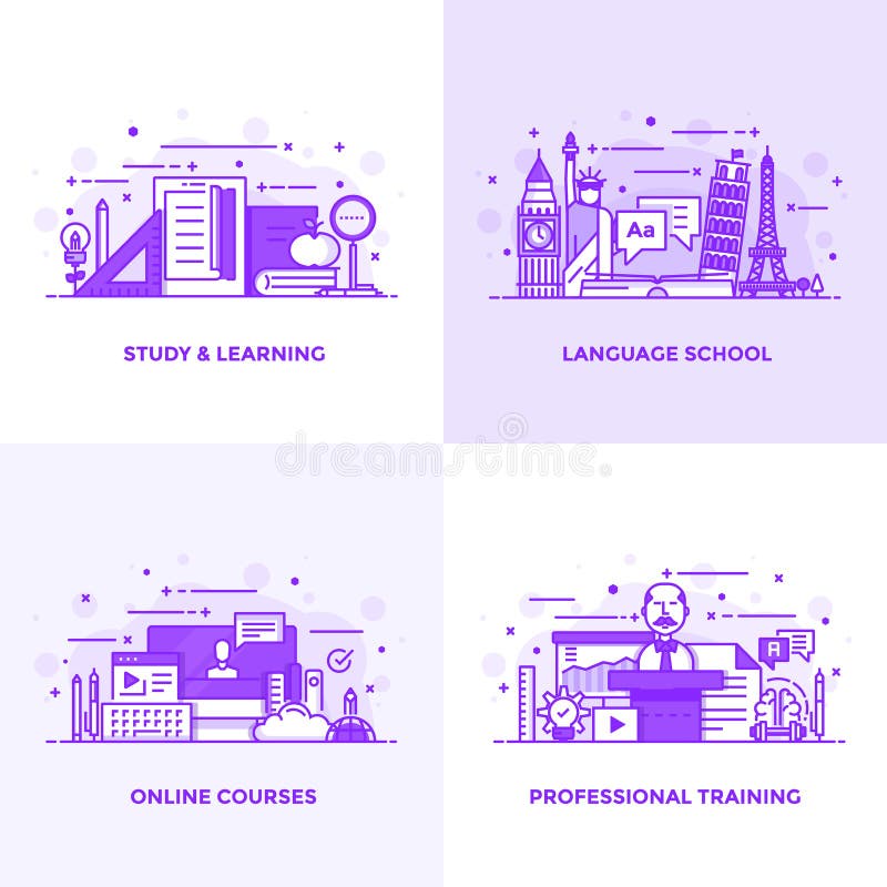 Flat Line Purple Designed Concepts 6 Stock Vector - Illustration of ...