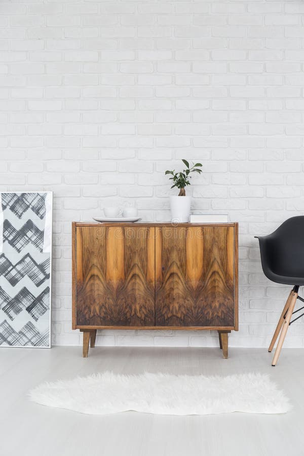 Modern Flat with Rustic Commode Stock Image - Image of commode, space ...