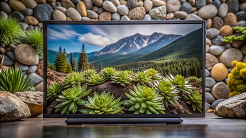 A Modern Flat Screen TV Displays a Scenic Landscape with a Mountain ...