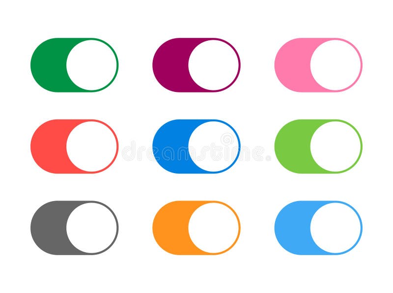 Modern Flat Set Buttons Switch Toogle. 12x Vector Buttons Stock Vector ...