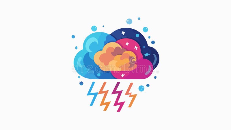 Modern Flat Storm Sign Design with Lightning Cloud for Creative ...