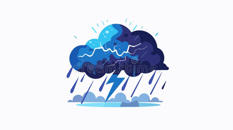 Modern Flat Storm Sign Design with Lightning Cloud for Creative ...