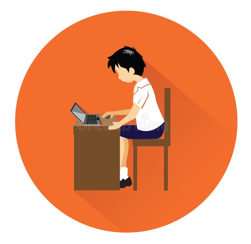 Modern Flat Student Icon with Long Shadow Effect Stock Vector ...