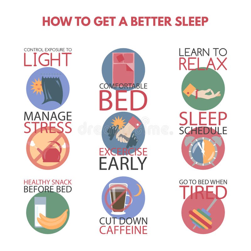Modern Flat Style Infographic on Getting Better Sleep. Stock Vector ...