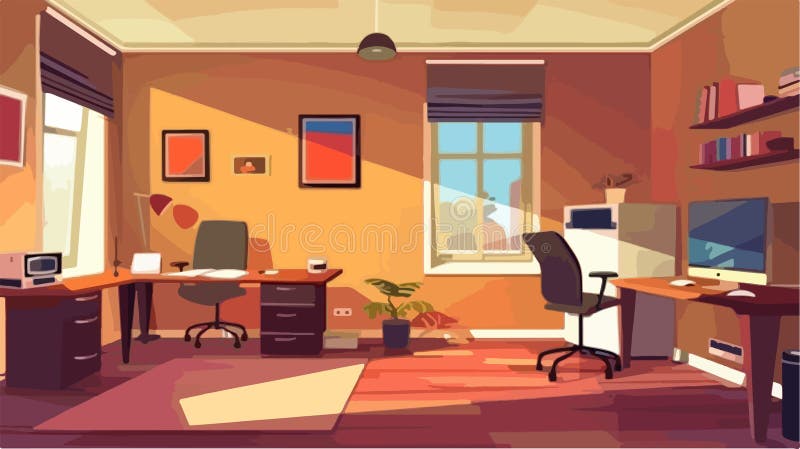 Modern Flat Style Office Room Interior Design for Apartment Stock ...
