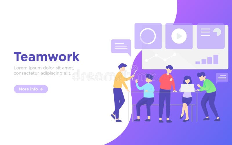 Modern Flat Teamwork Landing Page Stock Illustration - Illustration of ...
