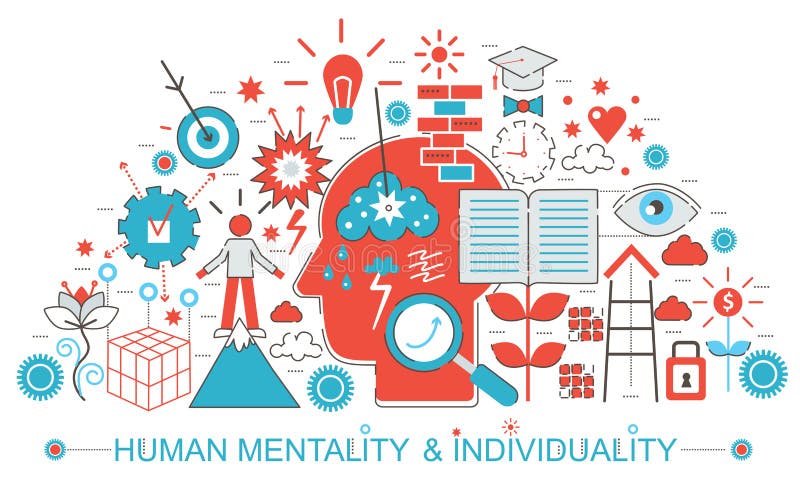 Modern Flat Thin Line Design Human Mentality and Individuality Features ...