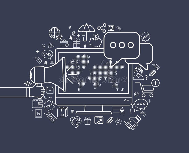 Modern Thin Line Flat Design for Web Design Illustration Stock Vector ...