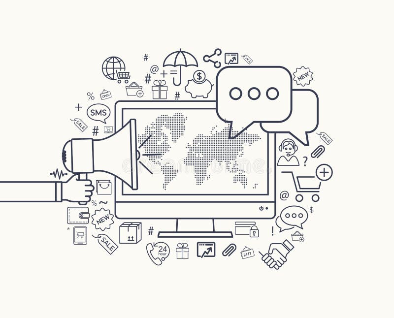 Modern Thin Line Flat Design for Web Design Illustration Stock Vector ...