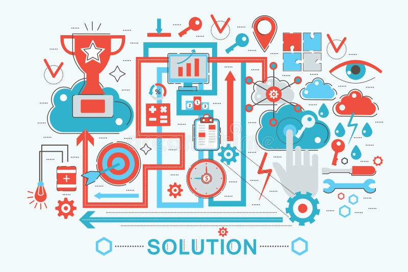 Modern Flat Thin Line Design Solution and Business Solutions Concept ...