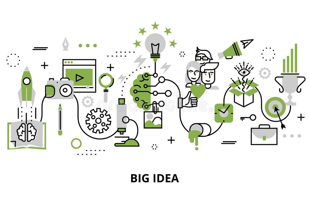 Concept of Creative Big Idea in Greenery Color Stock Vector ...