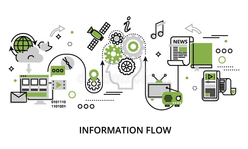 Information Flow Icon, Flat Thin Line Vector Illustration Stock Vector ...