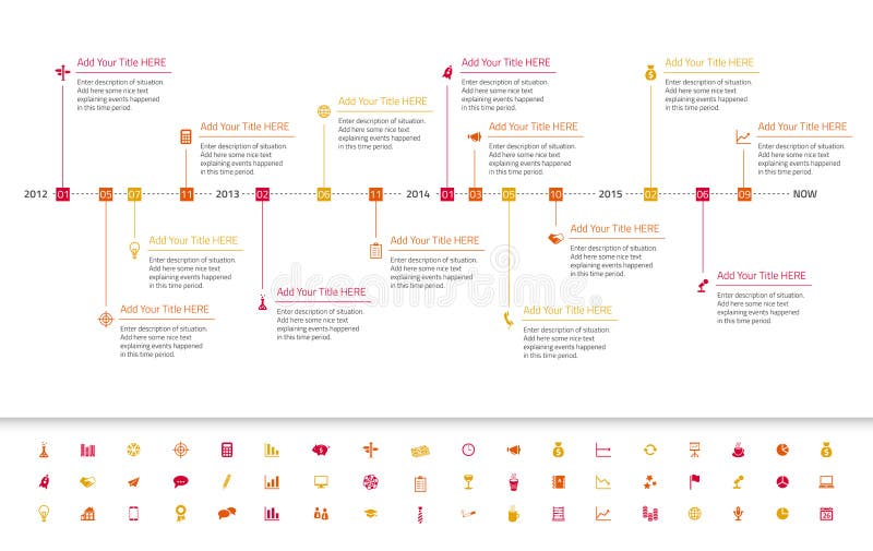 Modern Flat Timeline with Red, Orange and Yellow M Stock Vector ...