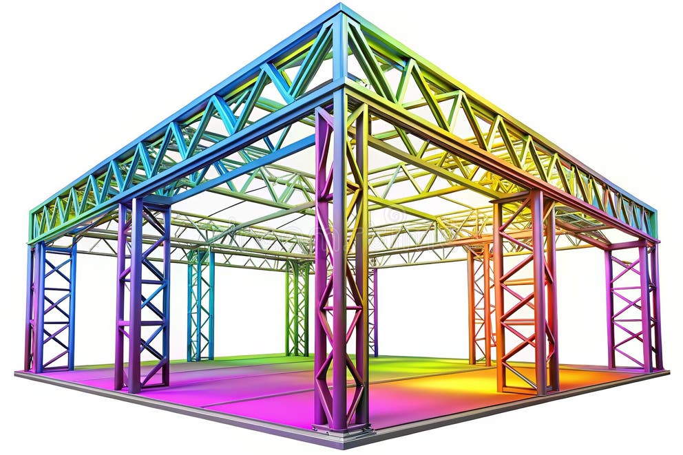 Modern Flat Truss Structure Engineering Design Isometric and ...
