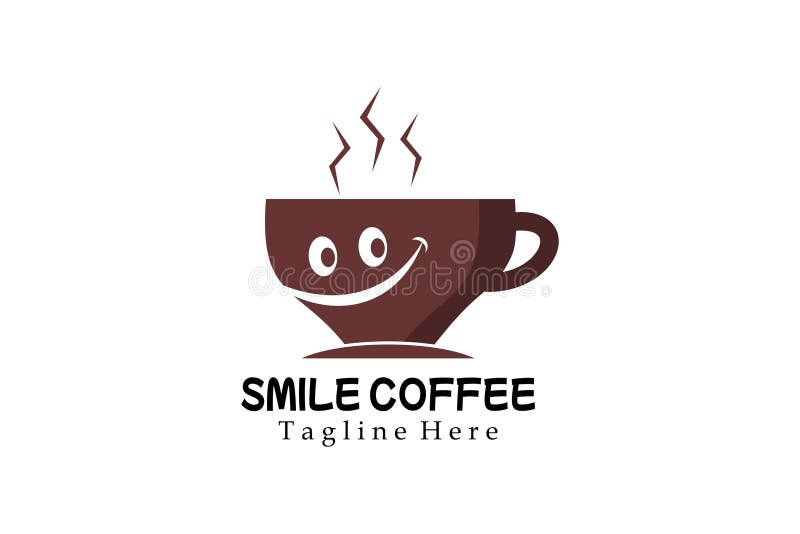 Modern Flat Unique Coffee Logo Vintage with Smile Emoticon Logo ...
