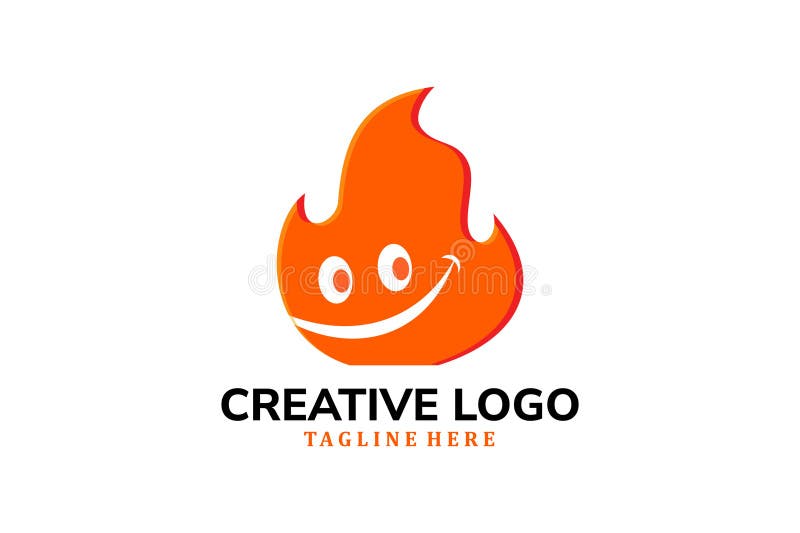 Modern Flat Unique Fire with Smile Logo Template Stock Illustration ...