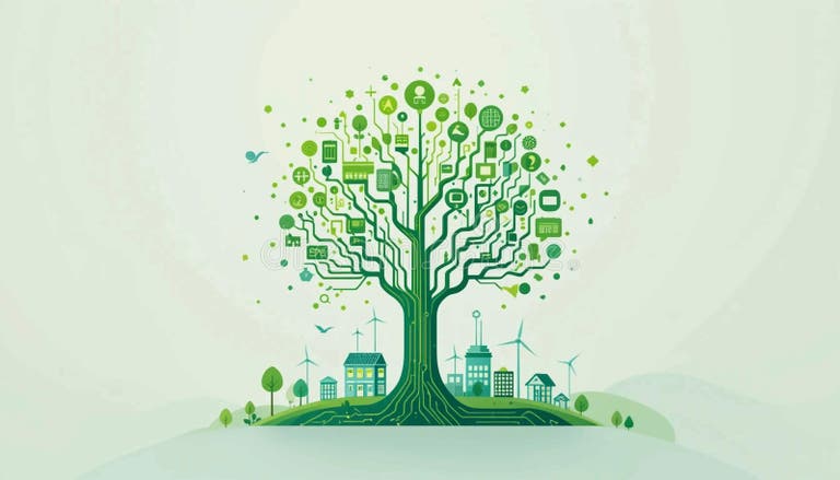 Modern Flat Vector Concept of Green Technology with Tree and Eco ...