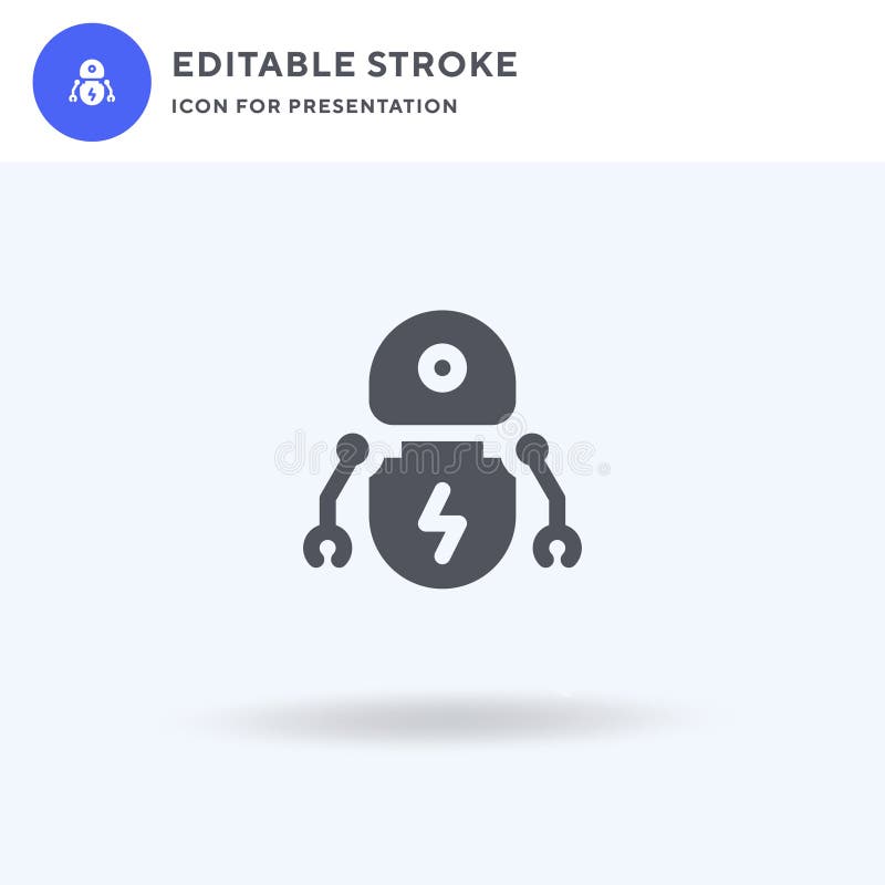 Robot Icon Vector, Filled Flat Sign, Solid Pictogram Isolated on White ...