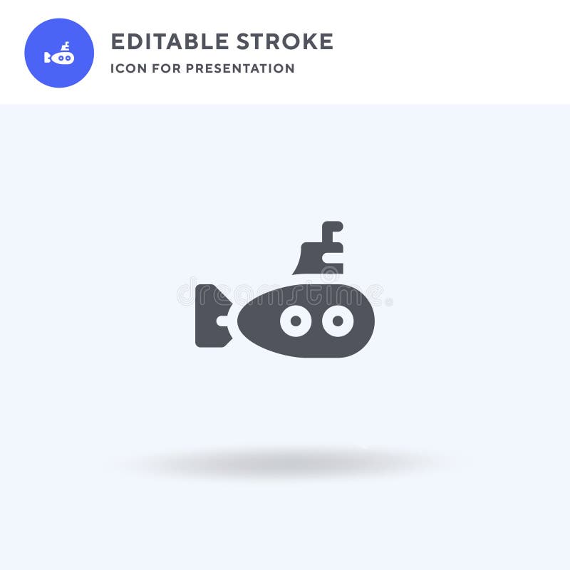 Submarine Icon Vector, Filled Flat Sign, Solid Pictogram Isolated on White, Logo Illustration ...