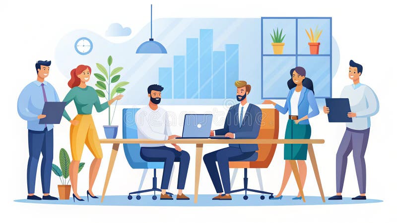 Flat Vector Business Team Collaboration Concept Stock Illustration ...