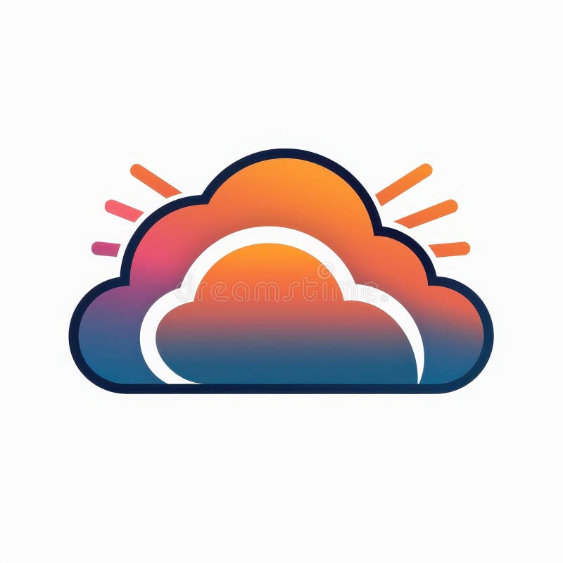 Modern Flat Vector Logo Depicting a Stylized Cloud with Vibrant Colors ...