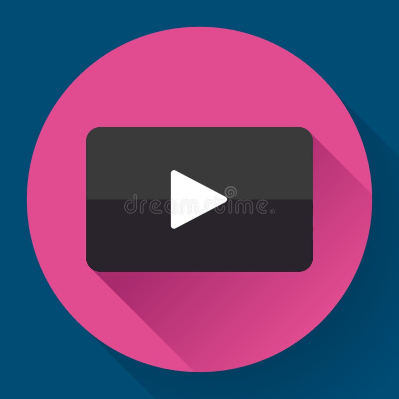 Modern Flat Video Player Icon on Pink. Stock Illustration ...