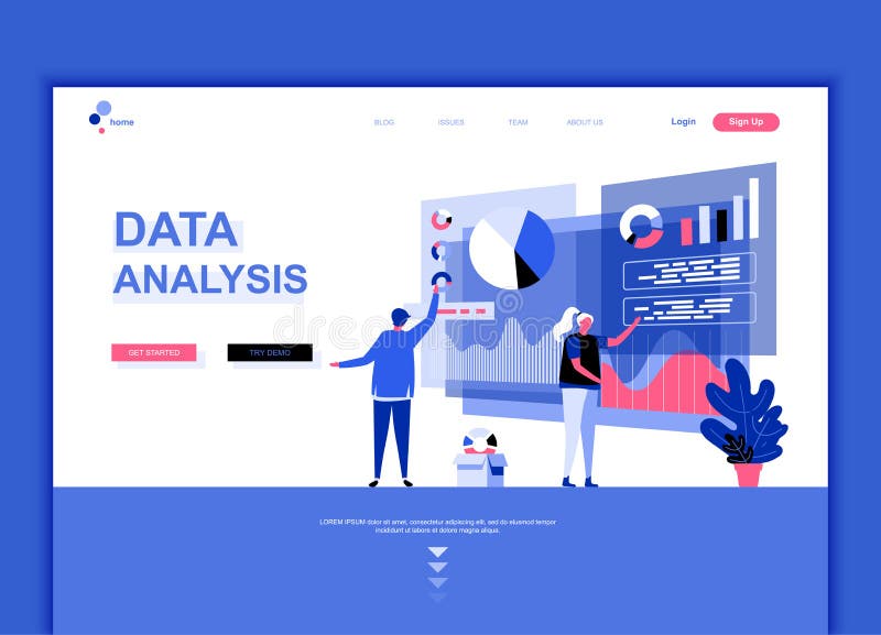 Modern Flat Web Page Design Template Concept of Auditing, Data Analysis ...