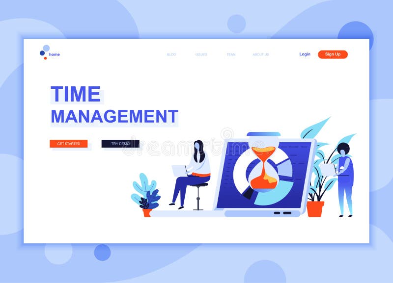 Modern Flat Web Page Design Template Concept of Time Management ...