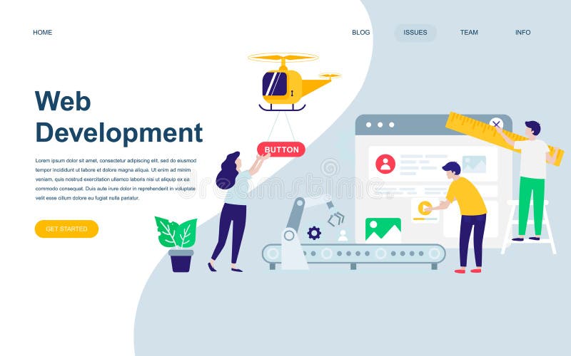 Modern Flat Web Page Design Template of Web Development Decorated ...