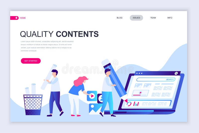 Modern Flat Web Page Design Template of Quality Content Decorated ...