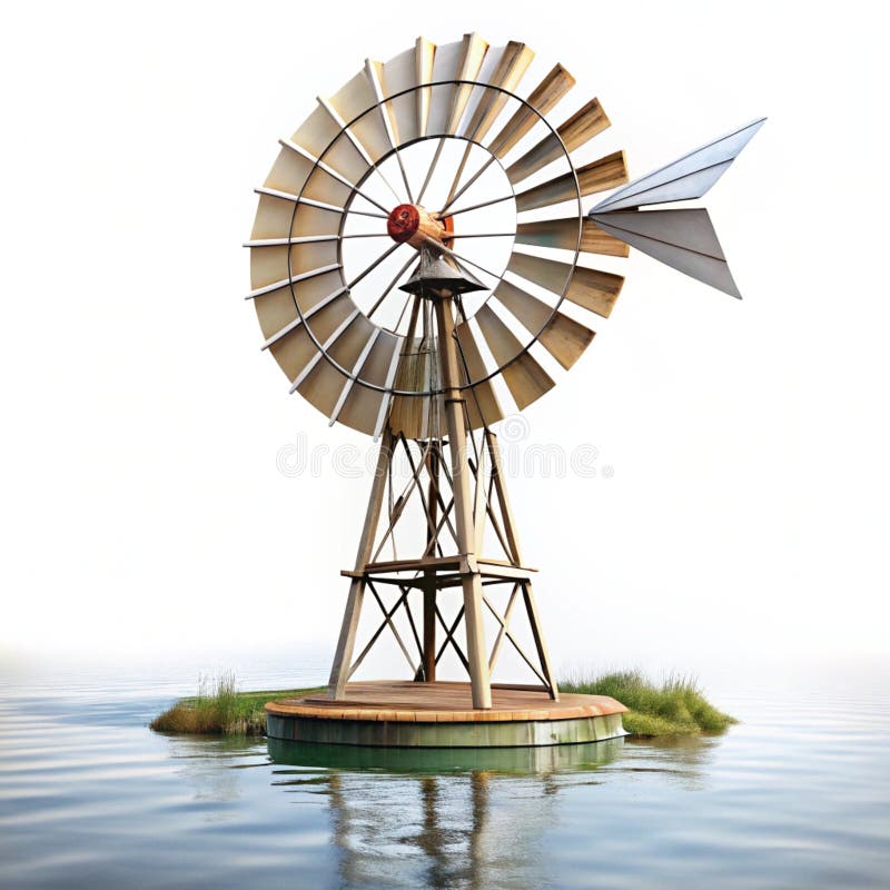 Floating Windmill with Animated Blades Spinning Stock Illustration ...