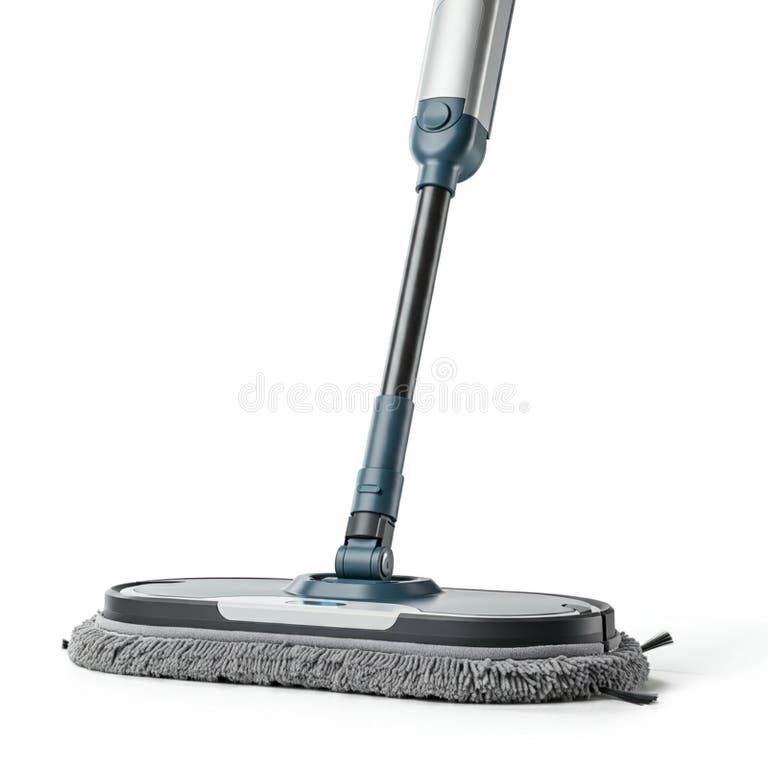 A Modern Floor Mop Featuring a Sleek Gray and Blue Color Scheme. it Has ...