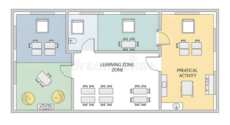 Modern Floor Plan Layout of a Versatile Educational Facility with ...
